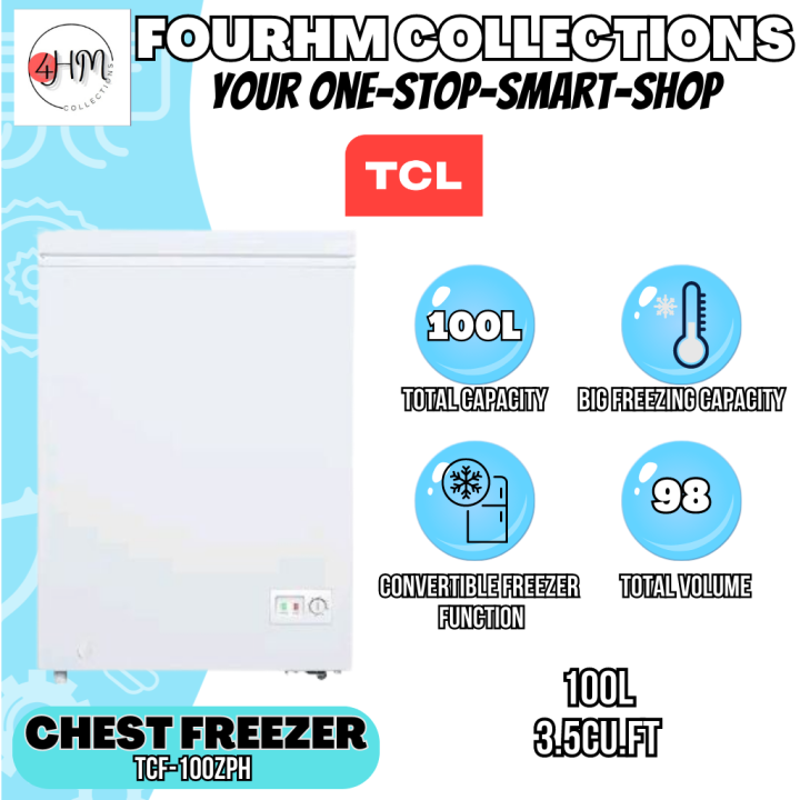 FOURHMC TCL CHEST FREEZER 100L/3.5Cu.ft MODEL: TCF-100ZPH | Lazada PH