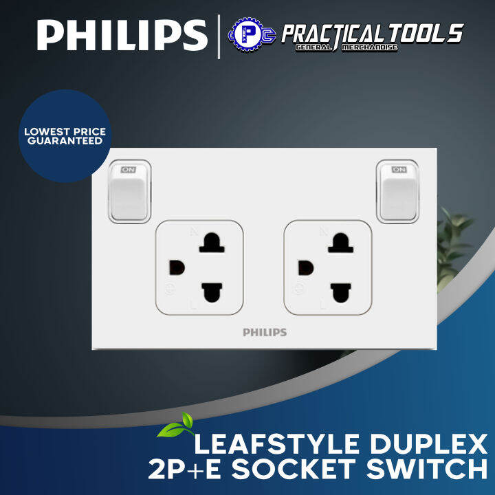PHILIPS LEAFSTYLE DUPLEX 2P+E SOCKET SWITCH | Lazada PH