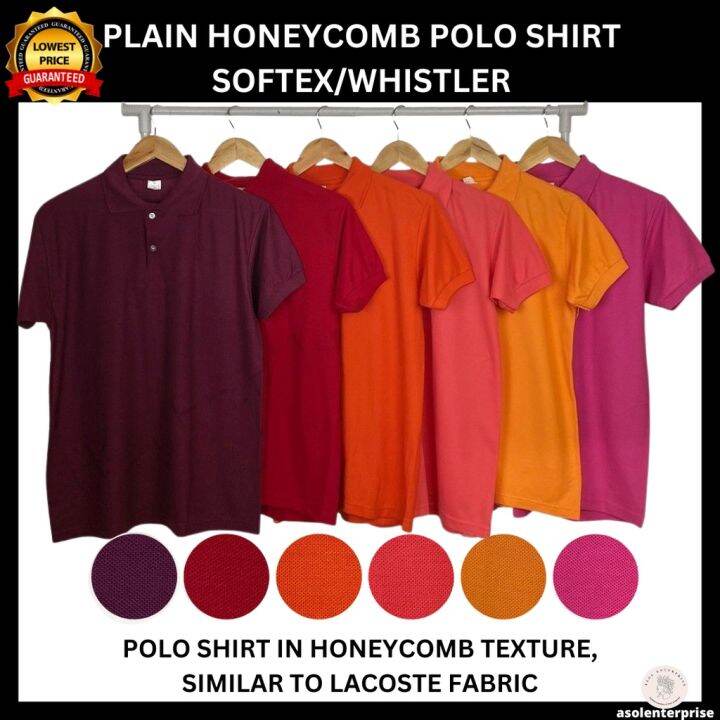 Unisex Plain Polo Shirt Softex Whistler Honeycomb Maroon Red Orange ...