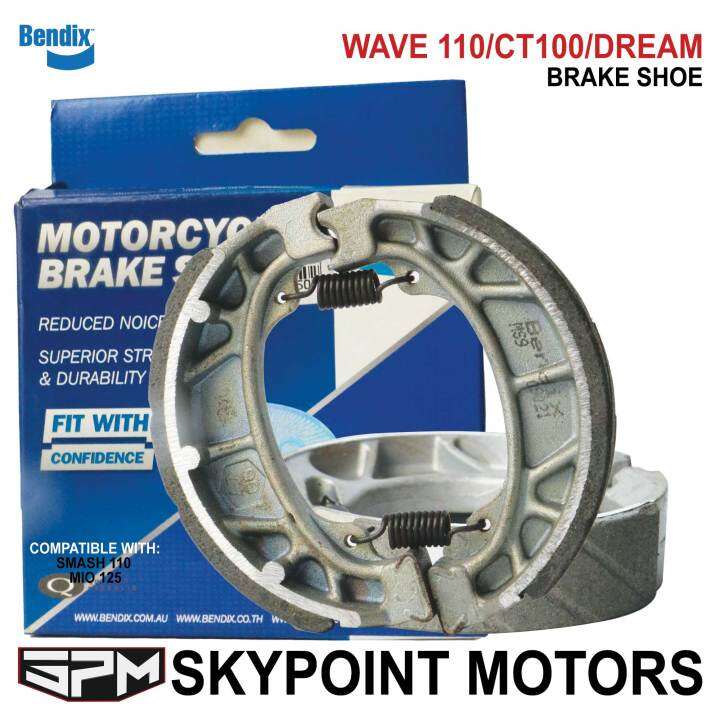 BENDIX BRAKE SHOE WAVE 110 CT100,DREAM.MIO 125,SMASH 110 MS009(9116-250 ...