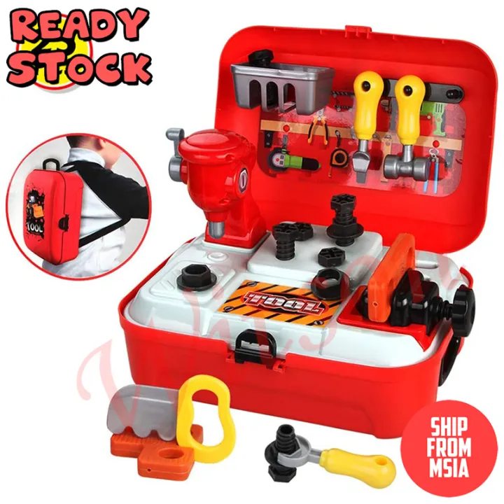 [Ready Stock] Tool Kit Toys with Backpack Construction Building Set ...
