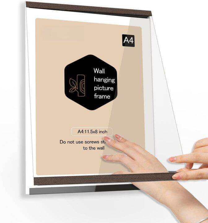 A4 A5 Acrylic photo wall magnetic wall display frame Creative wooden ...