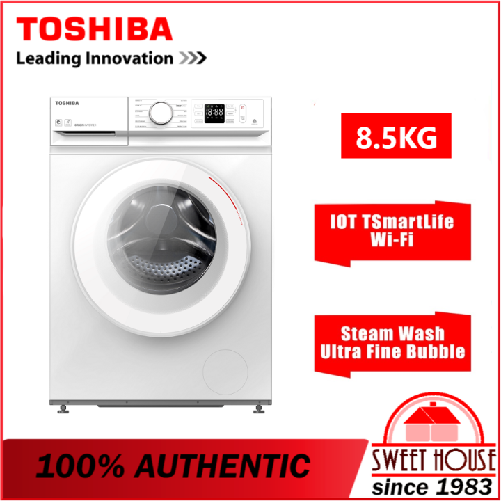 TOSHIBA 8.5KG Front Load Inverter Washer Washing Machine TW-BL95A4M(WK) With Ultra Fine Bubble ...