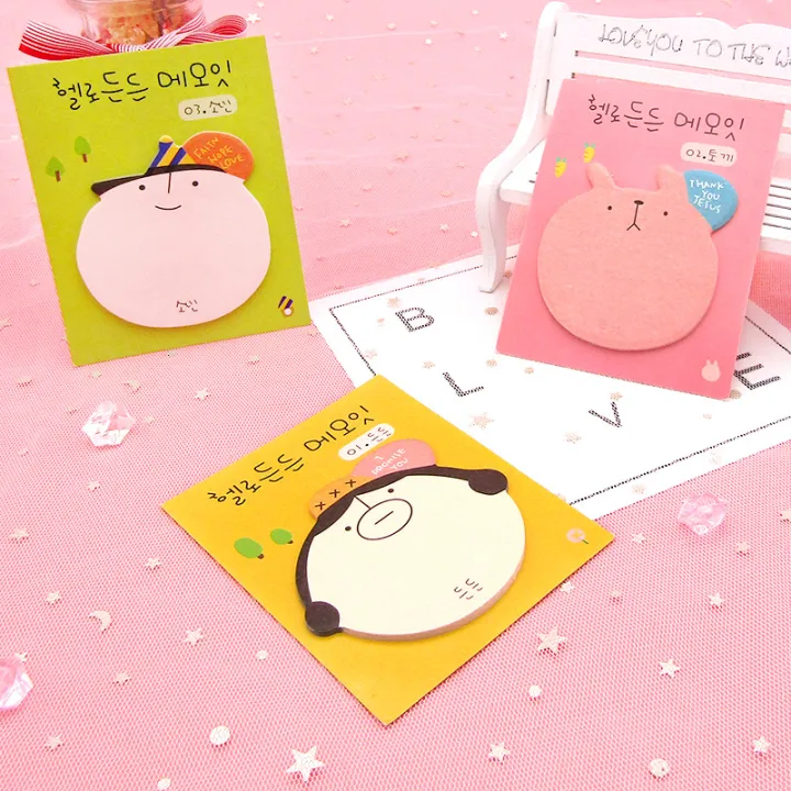 Cute Korean Cartoon Sticky Note 20 Sheets Memo Taking Pad Stationery ...