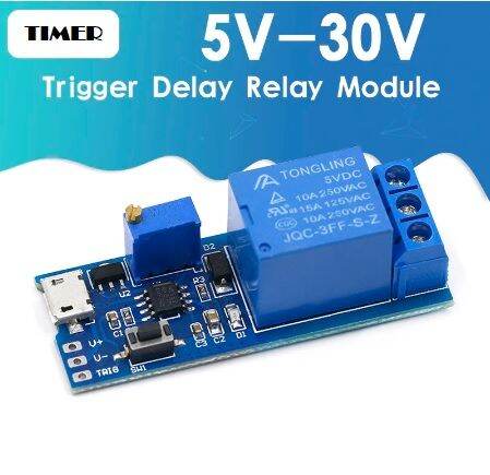 Smart Timer Electronics 5V-30V Micro USB Daya Disesuaikan Delay Relay ...