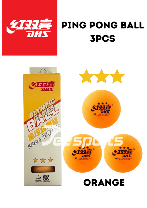 DHS Ping-Pong Balls 3 stars 40mm 1box=3pcs | Lazada
