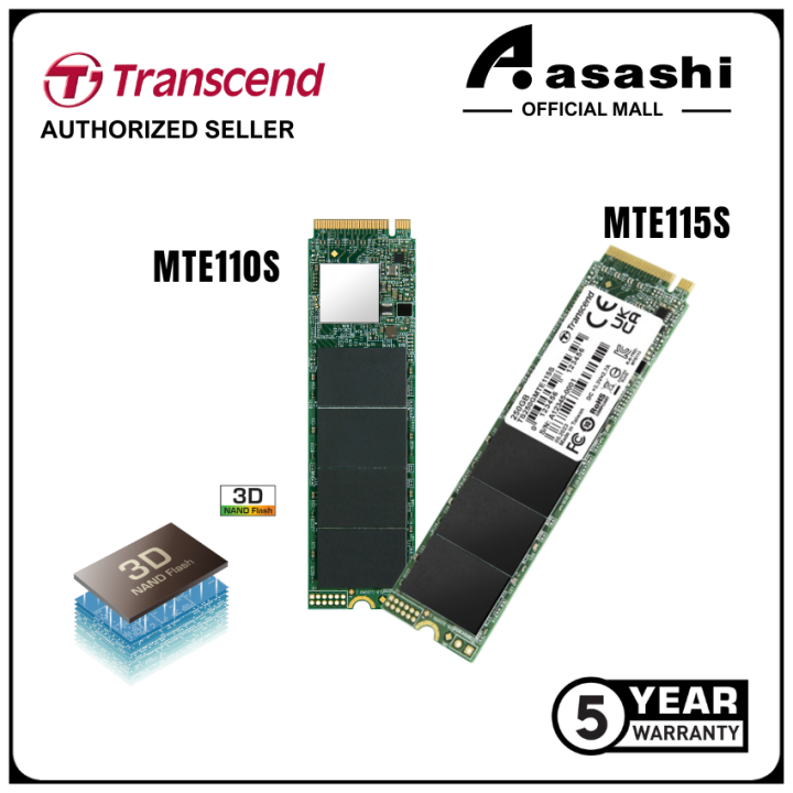 Transcend MTE110S / MTE115S 128GB / 256GB / 512GB / 1TB / 2TB M.2 2280 PCIE Gen3 x4 NVMe SSD ...