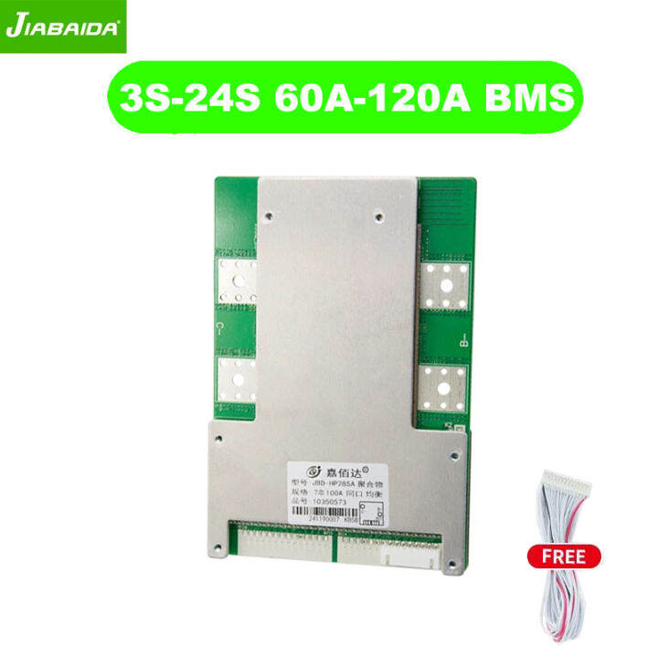 JBD 3S 4S 7S 8S 14S 16S 17S 20S 21S 24S บอร์ด Bms 48V 36V 24V 12V Lifepo4แบตเตอรี่บาลานซ์60A BMS ...