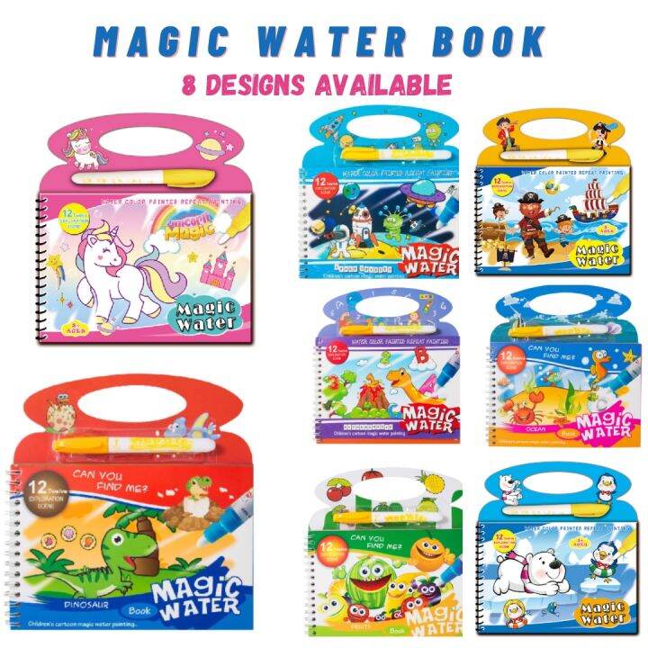 Kids Magic Water Coloring Book Doodle Drawing Book Dinosaur birthday ...