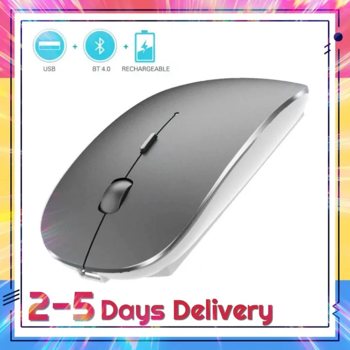 Bluetooth Mouse and 2.4GHz USB Receiver Dual Connection RECHARGEABLE ...