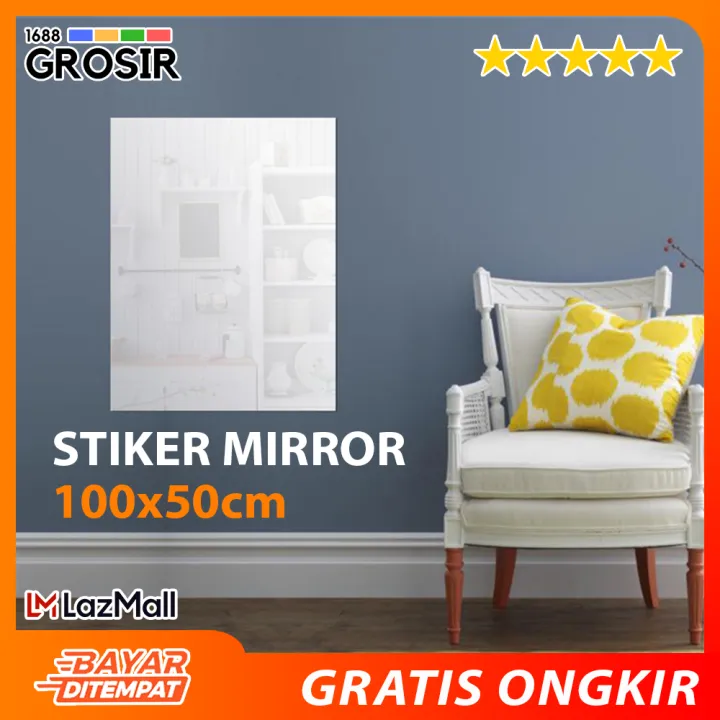Stiker Cermin Kaca Dinding 100 X 50 CM Acrylic Kaca Cermin / Mirror ...
