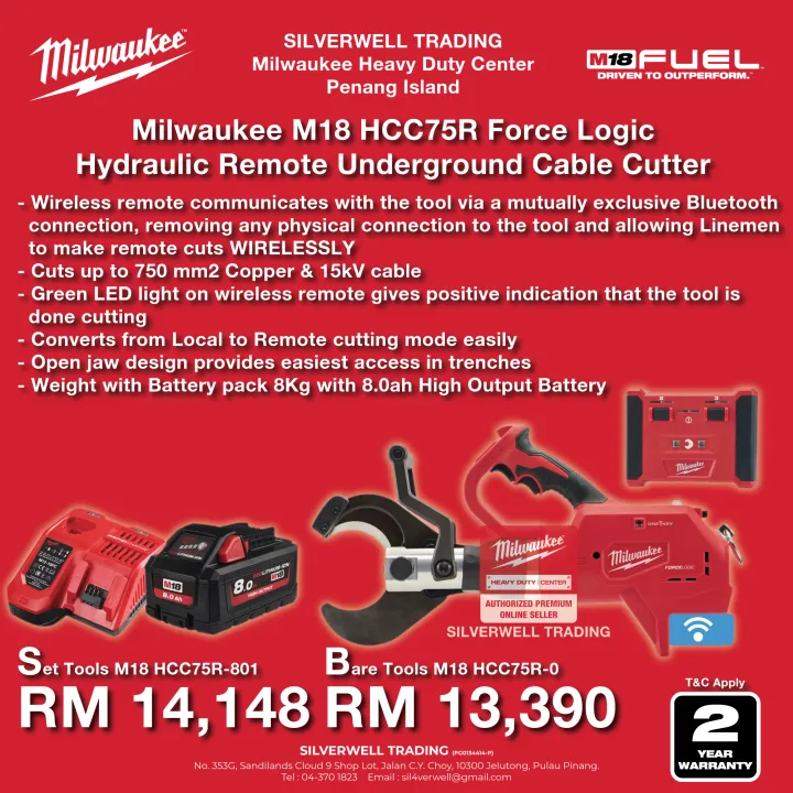 Milwaukee Force Logic Hydraulic Remote Underground Cable Cutter (M18 ...