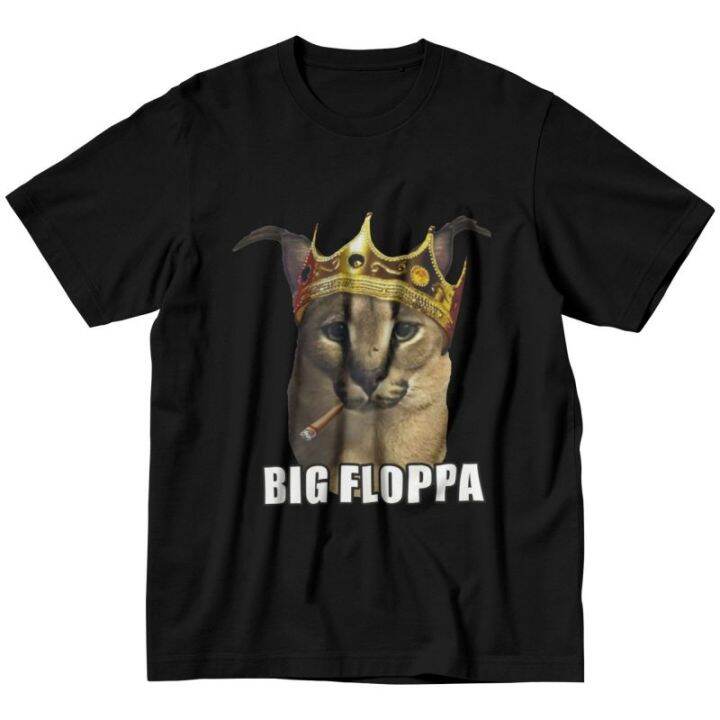 Big Floppa Rapper King Crown Poppa Meme T Shirt Men Pre-Shrunk Cotton ...