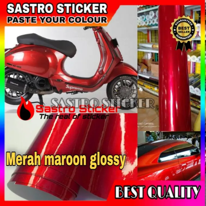 STICKER SKOTLET MERAH METALIK CANDY GLOSSY/SKOTLET MERAH MARUN | Lazada ...