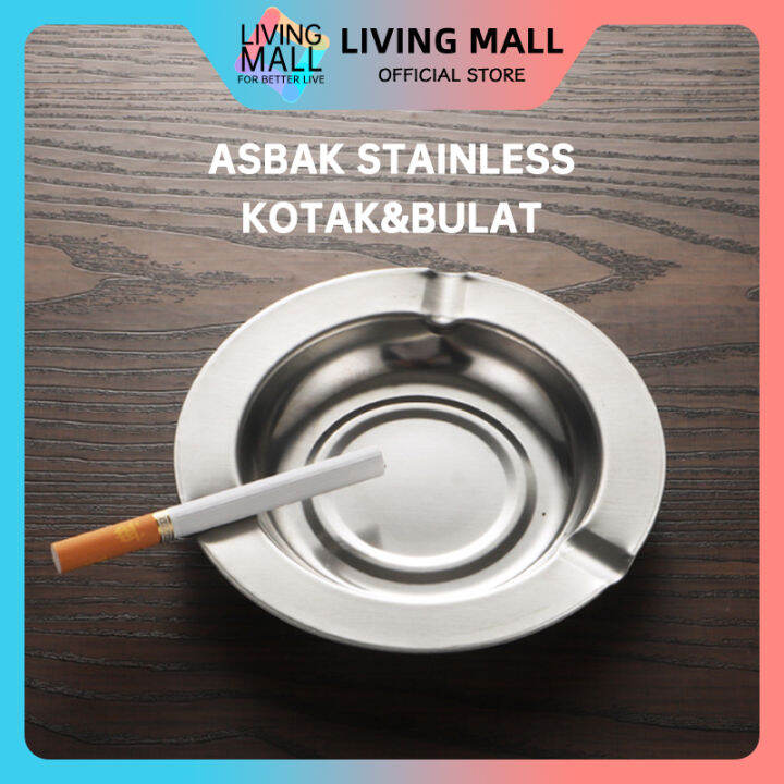 Asbak Rokok Stainless Bentuk Kotak Dan Bulat 10CM / Asbak Murah ...