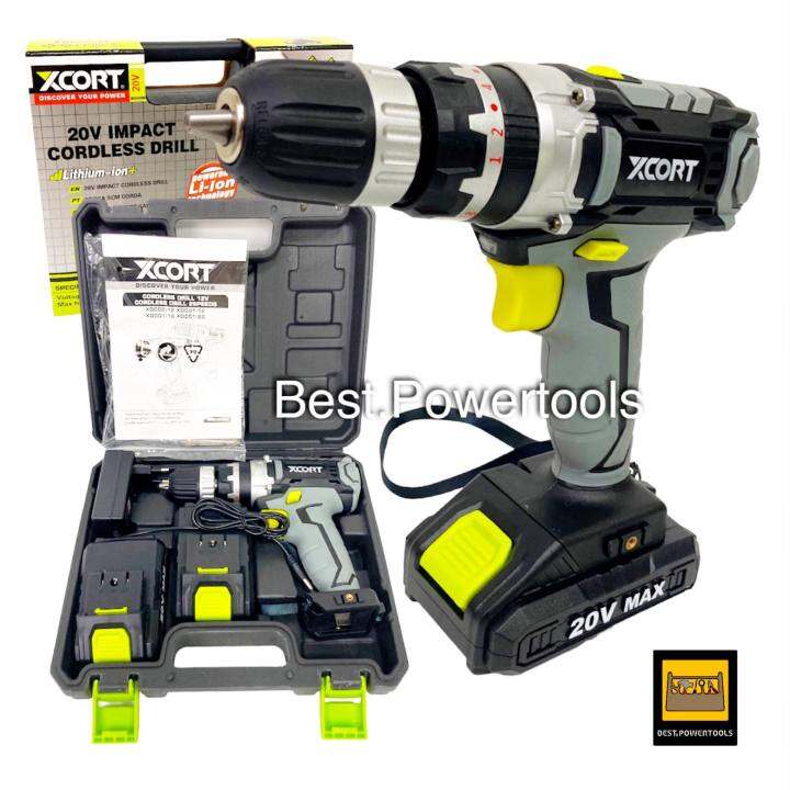 (รุ่นใหม่) XCORT สว่านไร้สาย 3 ระบบ แบตลิเธียม 20V MAX จำนวน 2 ก้อน สว่านกระแทกไร้สาย ทนทาน อึด ...