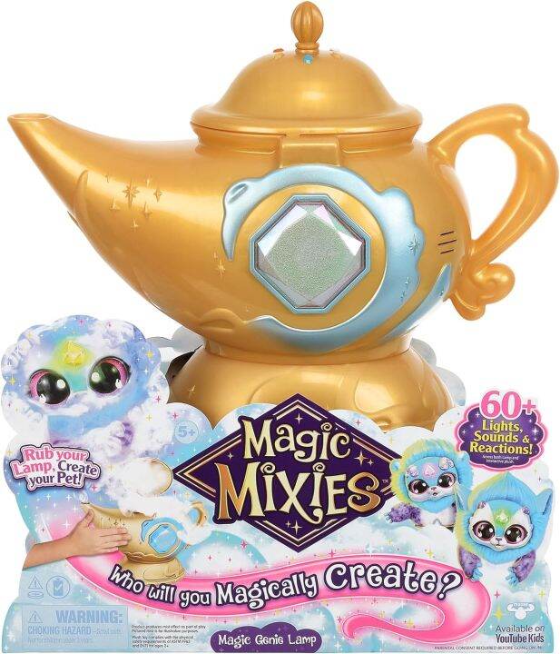 Magic Mixies Magic Genie Lamp with Interactive 8" Blue Plush Toy and 60 ...