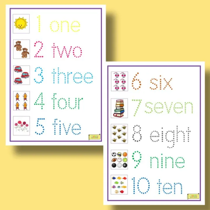Numbers with word names tracing worksheets WriteErase A4 size Laminated ...