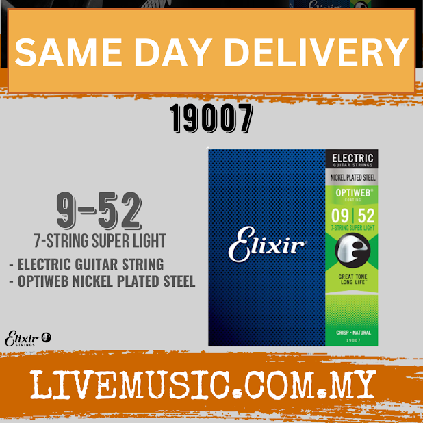 Elixir 19007 Optiweb Super Light 7-String Electric Guitar Strings, 09-52 | Lazada