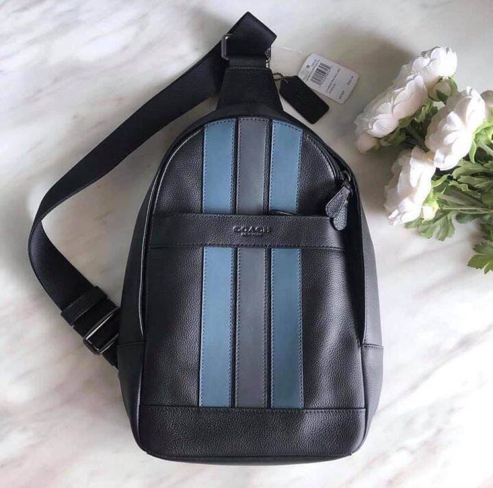Guaranteed Authentic Coach F49318 Houston Pack Sling Bag With Varsity ...