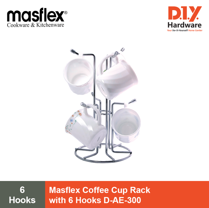 Masflex Coffee Cup Rack with 6 Hooks D-AE-300 | Lazada PH