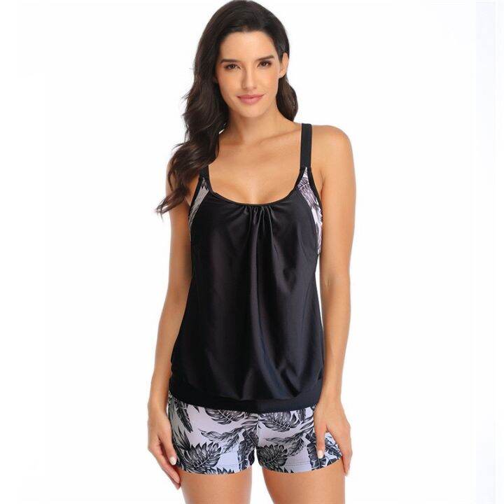 Swimwear for Women Terno Beach 2023 Tankini Pleated Belly Tucked Waist Color Matching Split Plus ...