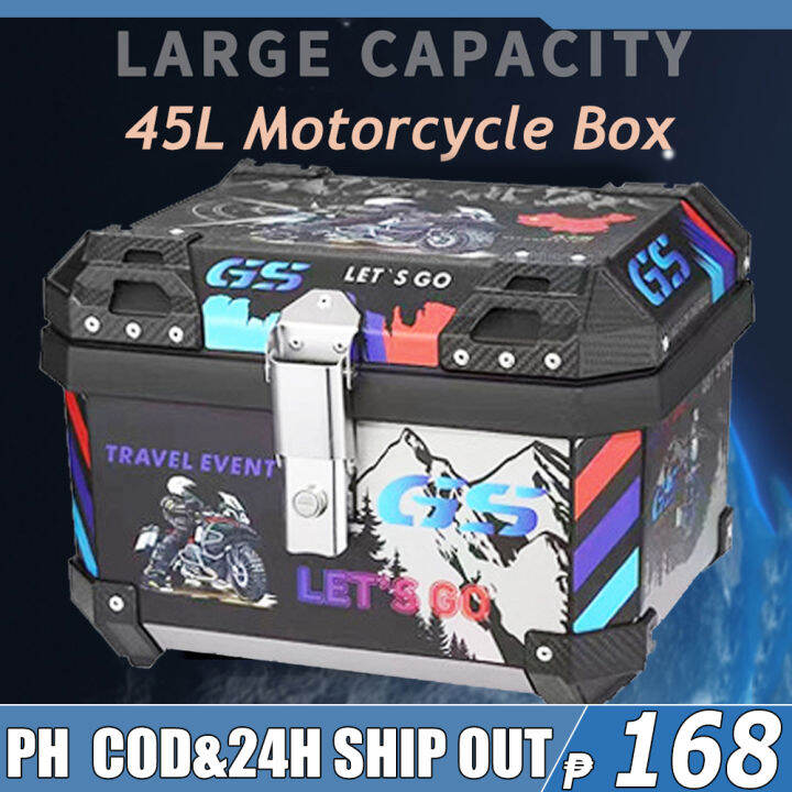 ☃【PH】Motor Top Box Motorcycle Box 45L Givi Box Motorcycle With Base ...