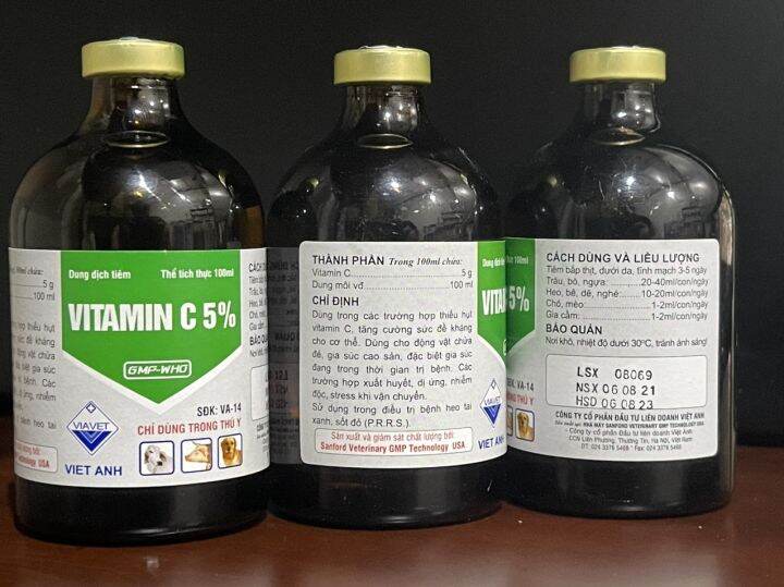 [Chai 100ml] VITAMIN C 5% Tăng cường đề kháng cho vật nuôi. VTMC dùng ...