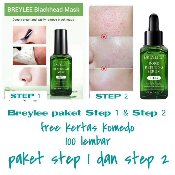 Paket Breylee step 1 & step 2 free kertas komedo 100 lembar (blackhead ...
