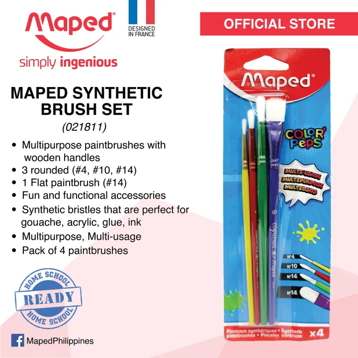 MAPED ColorPeps Assorted Synthetic Paint Brush I 4-Piece Set I 867810 ...