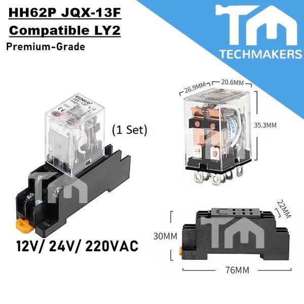 Relay HH62P JQX-13F 10A (Replace LY2N / LY2N) 12V/24V/220VAC Premium ...
