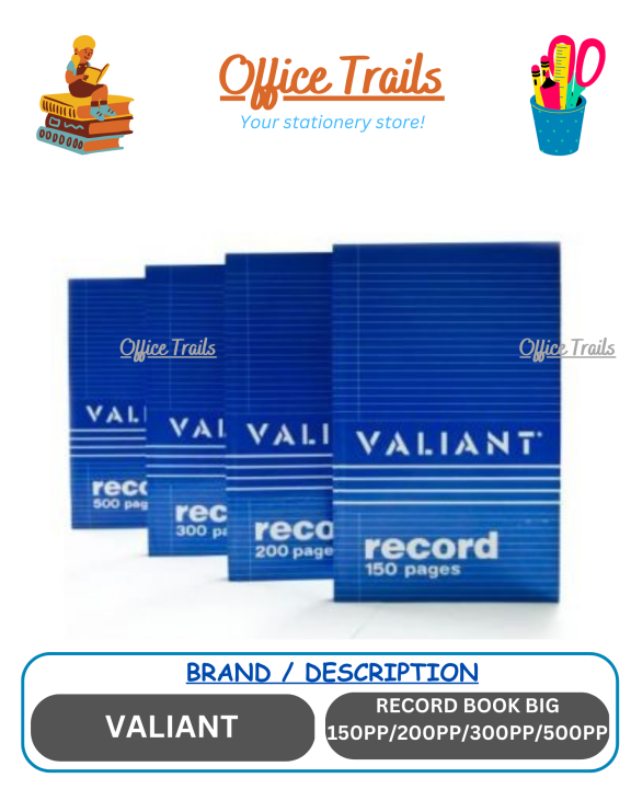 Valiant Record Book 500PAGES/300PAGES/200PAGES/150PAGES 17.5CM X 28.5CM ...
