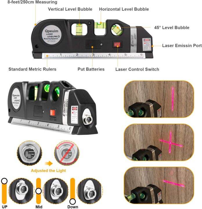 Laser Level Tool, Multipurpose Laser Level Kit Standard Cross Line ...