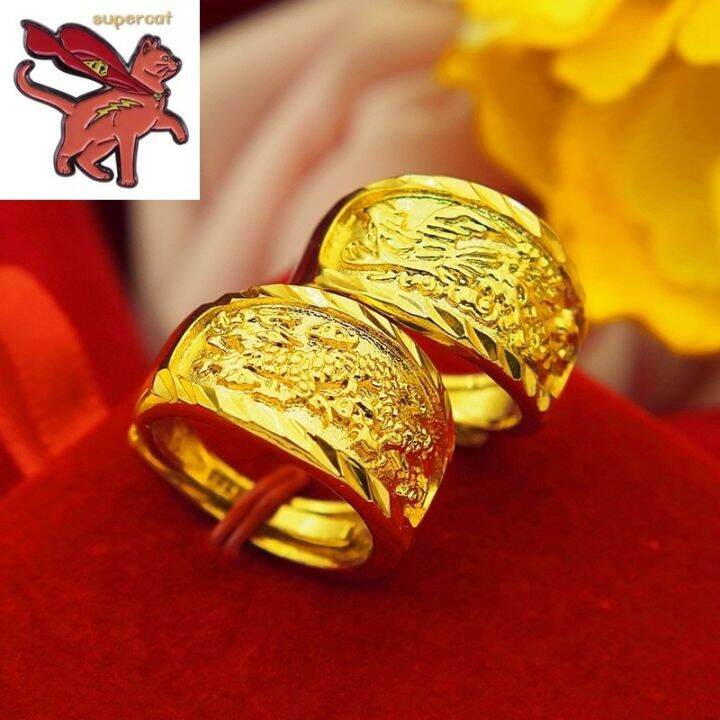 Wedding ring 24K golden dragon and phoenix ring | Lazada PH