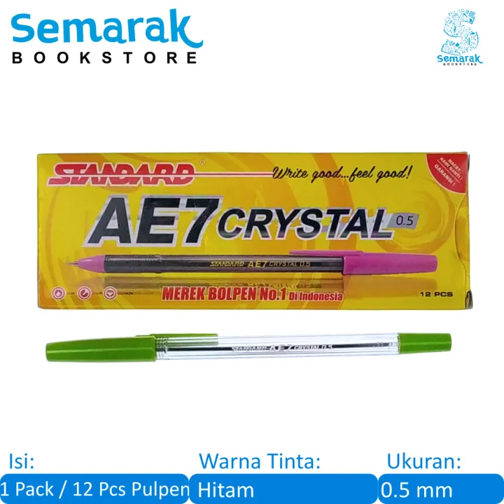 Standard AE7 Crystal Pulpen Oil Gel Alfa Tip 0.5 - Hitam [1 Pack / 12 ...