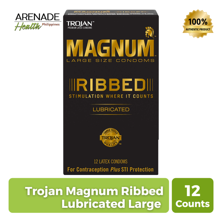 Trojan Magnum Ribbed Lubricated Large Sized Condoms (12 ct) | Lazada PH