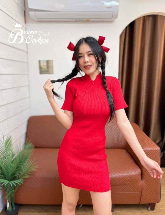 Risara🌟มินิเดรสสีพื้นผ้าร่องงานนี้มาต้อนรับตรุษจีนเลยจ๊ะ มาแรงมากหฮิ ...