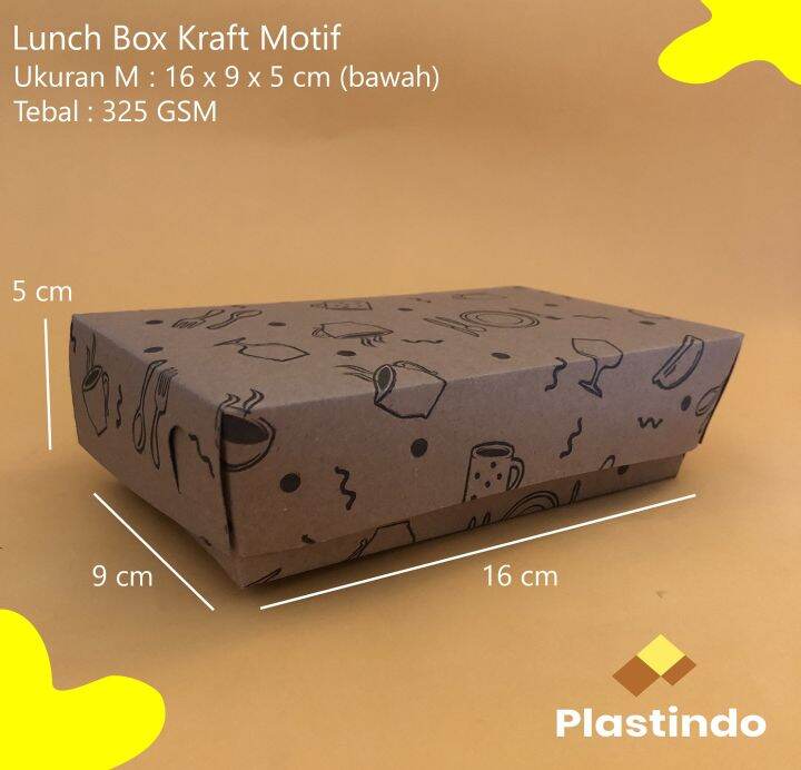 Kraft Rice Box size M Motif | Kotak Nasi Kraft Food Grade | Lunch Box M ...