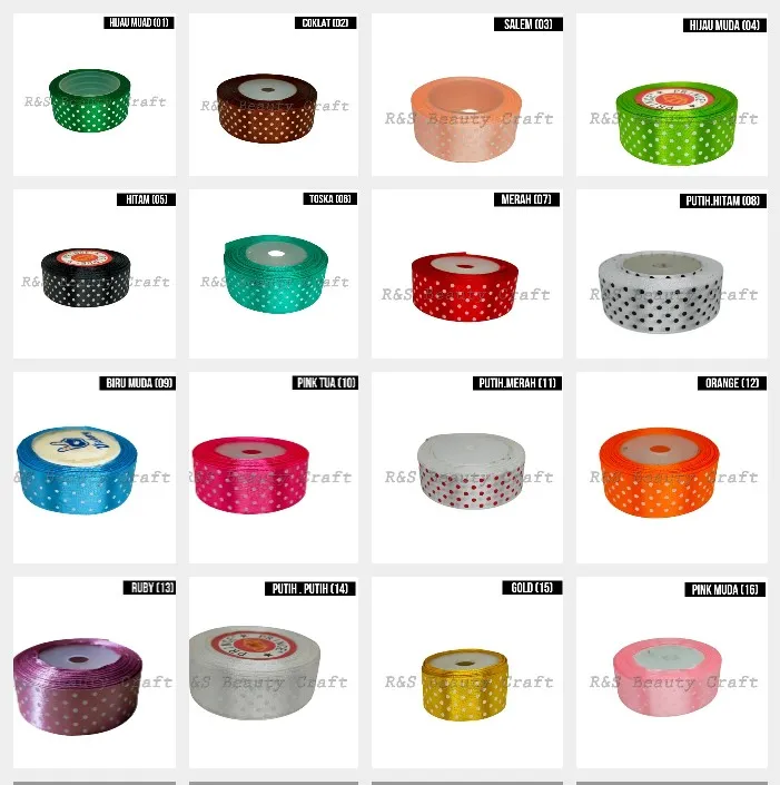 pita satin polkadot PER METER 2,5cm / 1" I pita motif lucu I pita motif ...