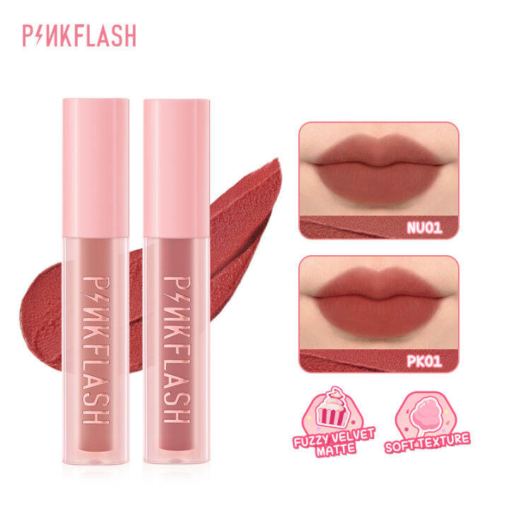 PINKFLASH #PinkSweetie Fuzzy-Soft Velvet Matte Lip Clay Light High Pigment Lip Mud For Lips ...