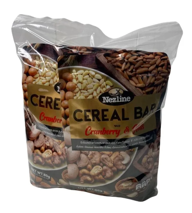Cereal Bar Cranberry & Nuts Nezline ซีเรียสอัดแท่งผสมแครนเบอร์รี่และ ...