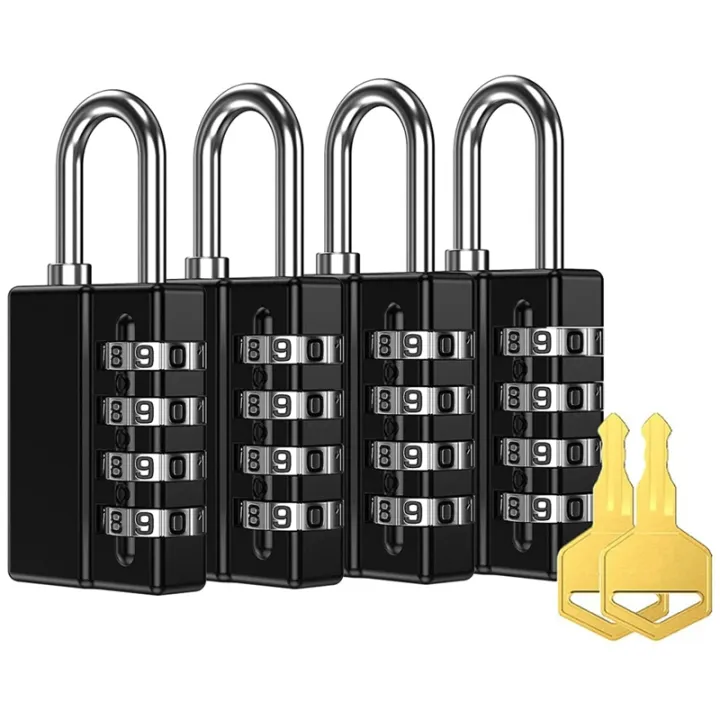 Combination Padlock, 4 Digit Combination Lock with Keys, Resettable ...