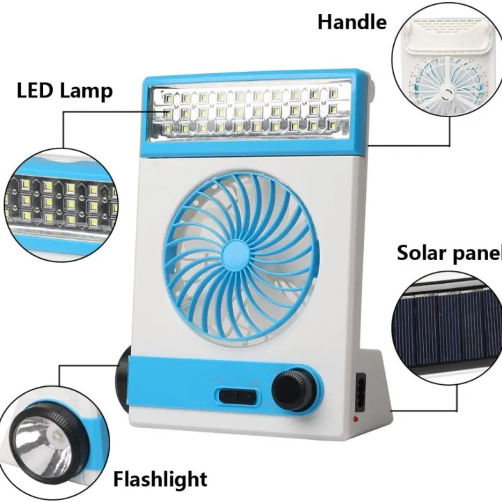 Solar Fan Camping Fan Cooling Table Fans 3 in 1 Multi-Function with Eye ...
