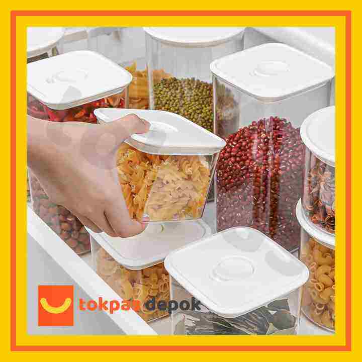 Toples Persegi Transparan Kedap Udara Minimalis / Kontainer Wadah ...