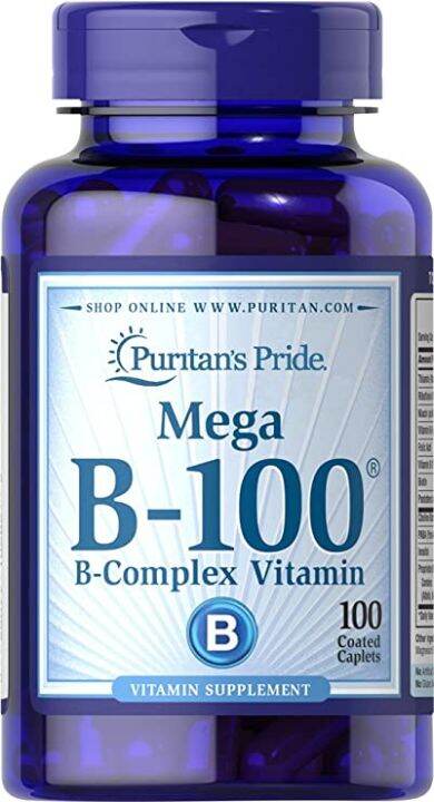Mega B-100 B-Complex Vitamin Timed Release ( Puritan's Pride ) วิตามินบี ขนาด 100 เม็ด Exp. 02/ ...