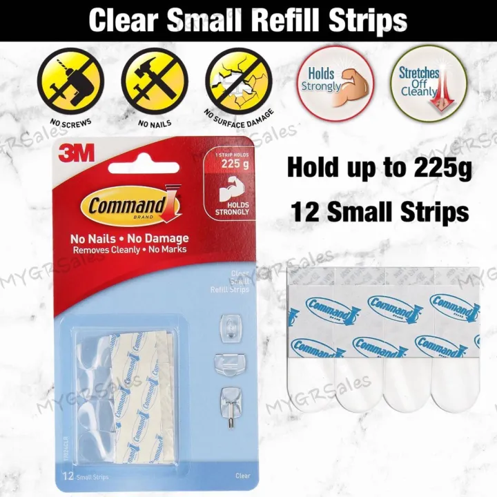 3M Command Clear Small Refill Strips (225g) 12 Strips | Lazada.co.th