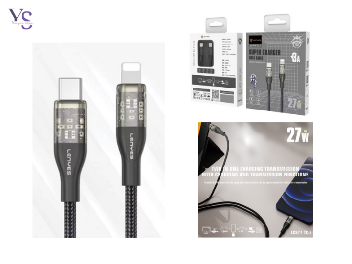 Kabel Data LENYES LC-977 3A 27W Type C to Lightning Fast Charging ...