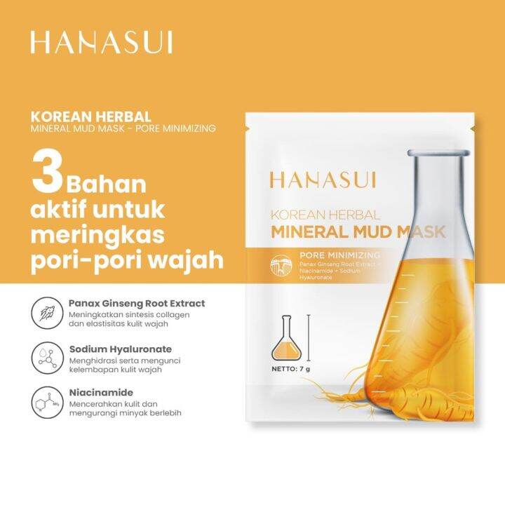Masker Hanasui Mineral Mud Mask(Korean Herbal, Japanese Flower,asian ...
