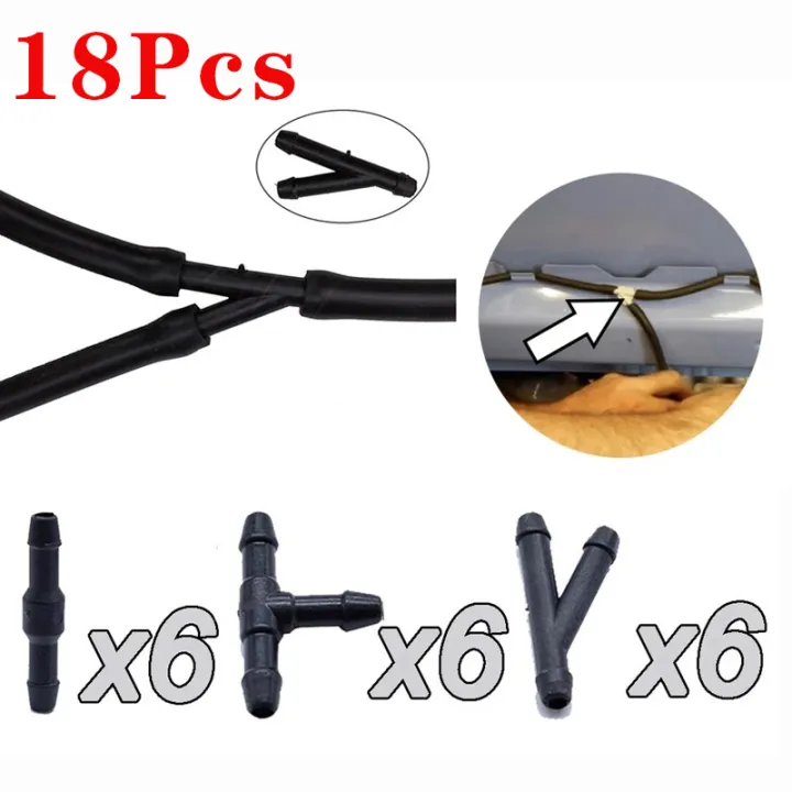 18PCS Windscreen Washer Joiner Pipe Connector T Piece Straight 3 Way Y ...