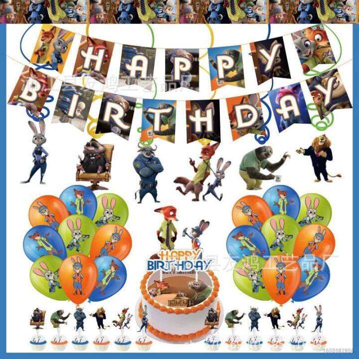 Snow Zootopia 2 Theme kids birthday party decorations banner cake ...